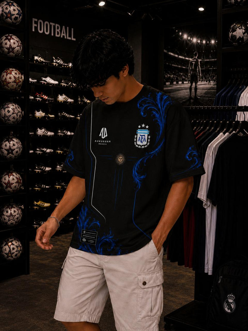Argentina Messi 10 Oversized T-Shirt – Midnight Blue Edition – AUKURBAN